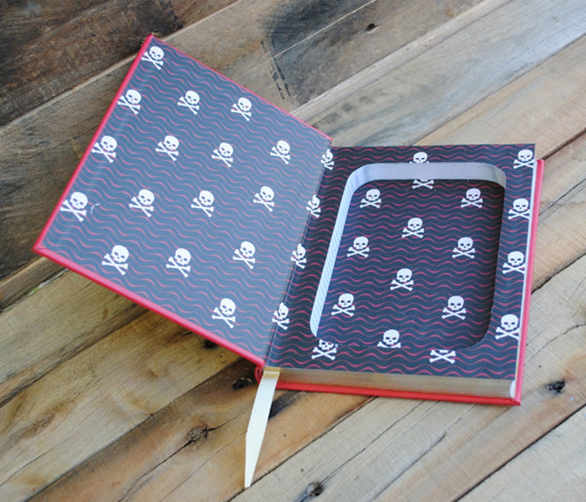 Book Safe Treasure Island Red and Gold Leather Bound | Etsy