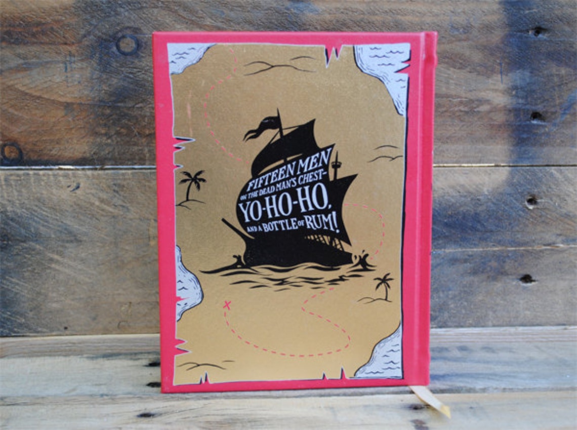 Book Safe Treasure Island Red and Gold Leather Bound - Etsy