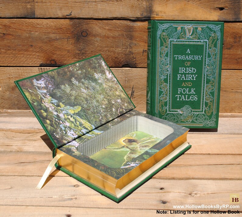 Hollow Book Safe Irish Fairy and Folk Tales Green Leather | Etsy