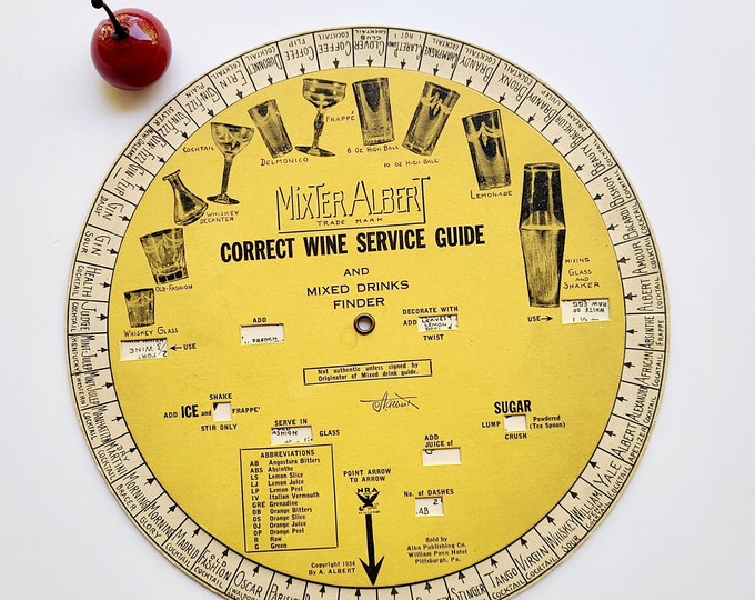 Rare "mixter Albert" 1930s Cocktail Wheel. Mixologist. Vintage Bar ...
