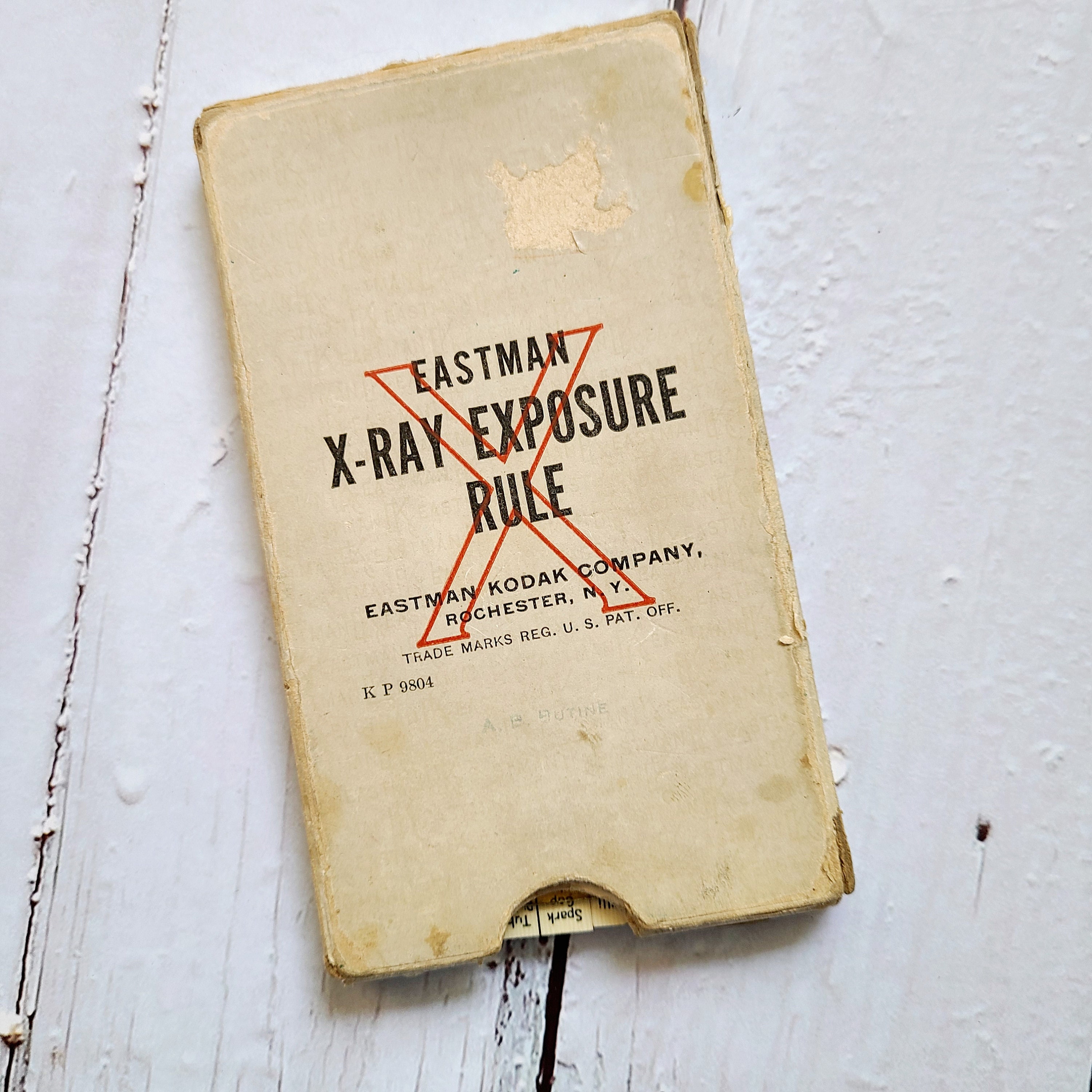 Eastman Kodak X-ray Exposure Rule. 1920s. Film Development Guide ...