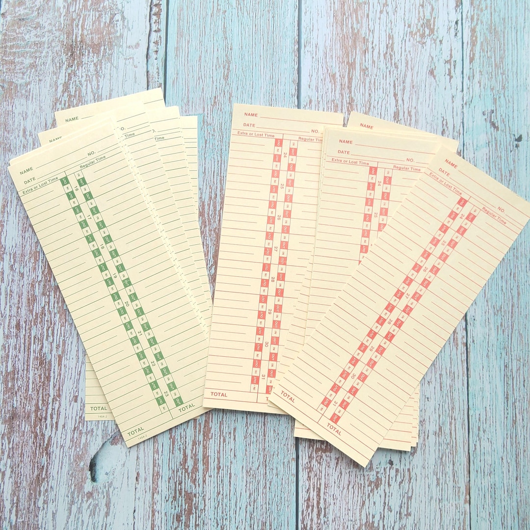 Time Cards. 1980s Clock Punch Cards. Set of 20. Party Invites? New Job ...