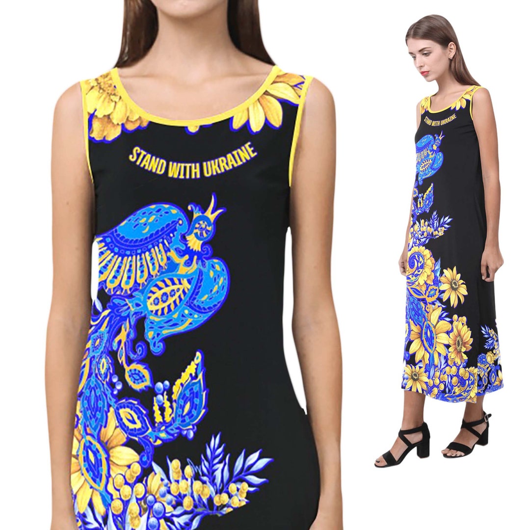 Ukrainian Colors Phoenix Bird Summer Vacation Dress - Etsy