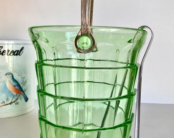 Vintage Cambridge Uranium Glass Ice Bucket - Etsy
