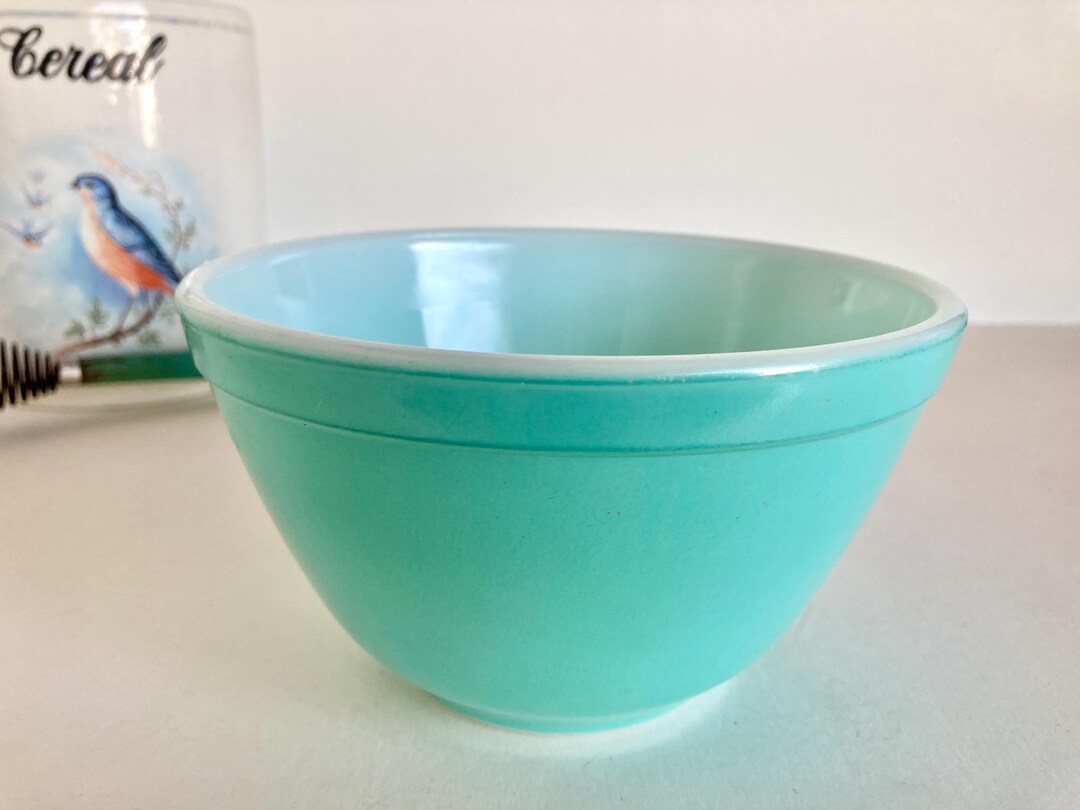 Pyrex Turquoise Aqua Blue Milk Glass Mixing Nesting Bowl Number 401 1 1 ...