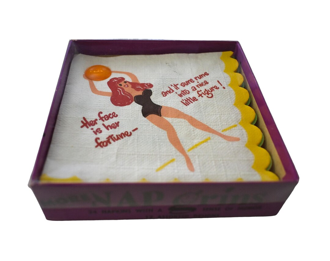 Vintage 50s Napkins RARE Deadstock Nap Grins 1954 Novelty Funny ...