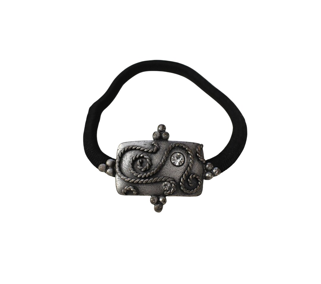 Vintage Hair Band 90s Metal Rhinestone Rope Design Chrome Hearts Dagger ...