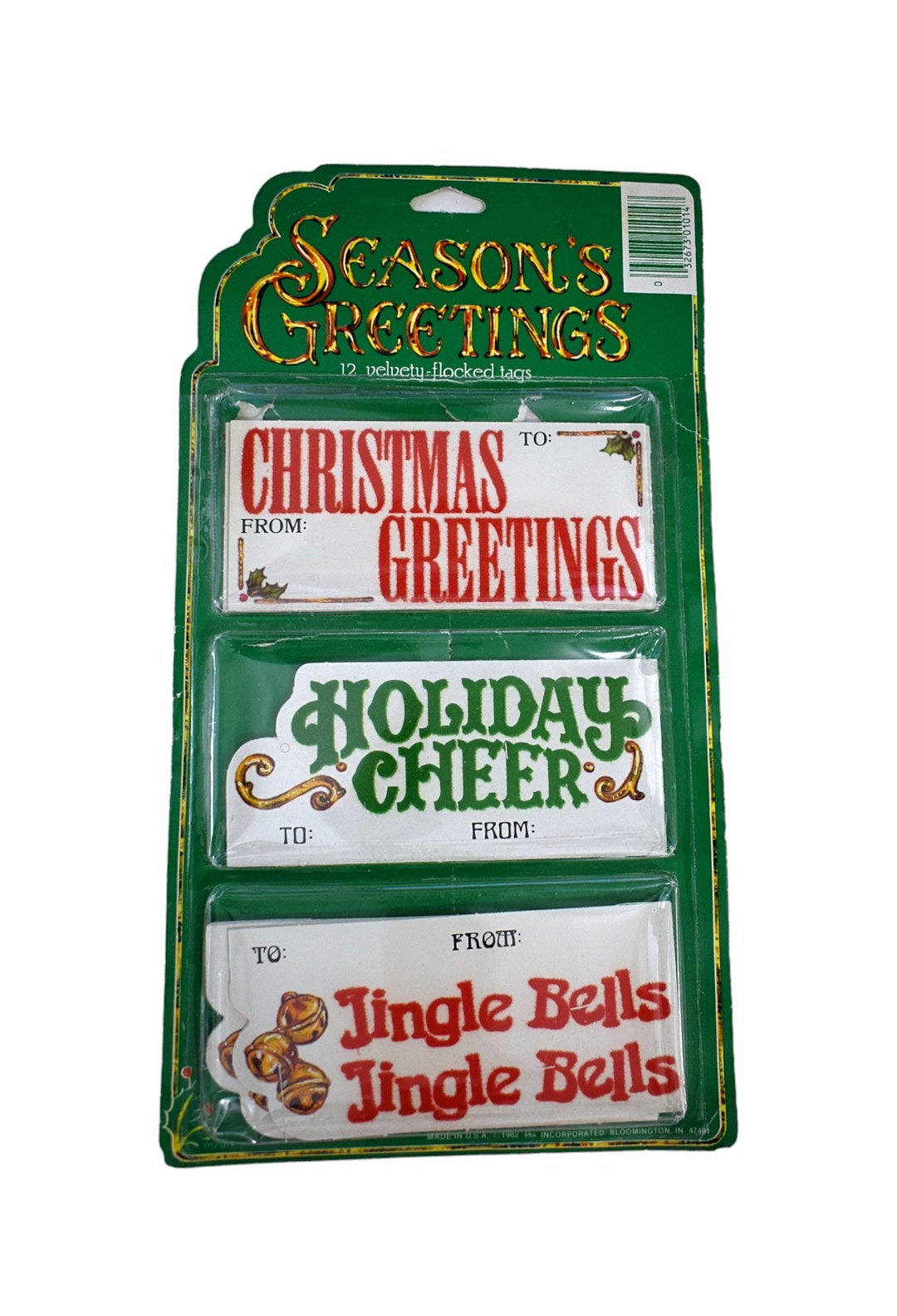 Vintage Gift Tags Deadstock 80s Big Velvet Flocked Christmas Holiday ...