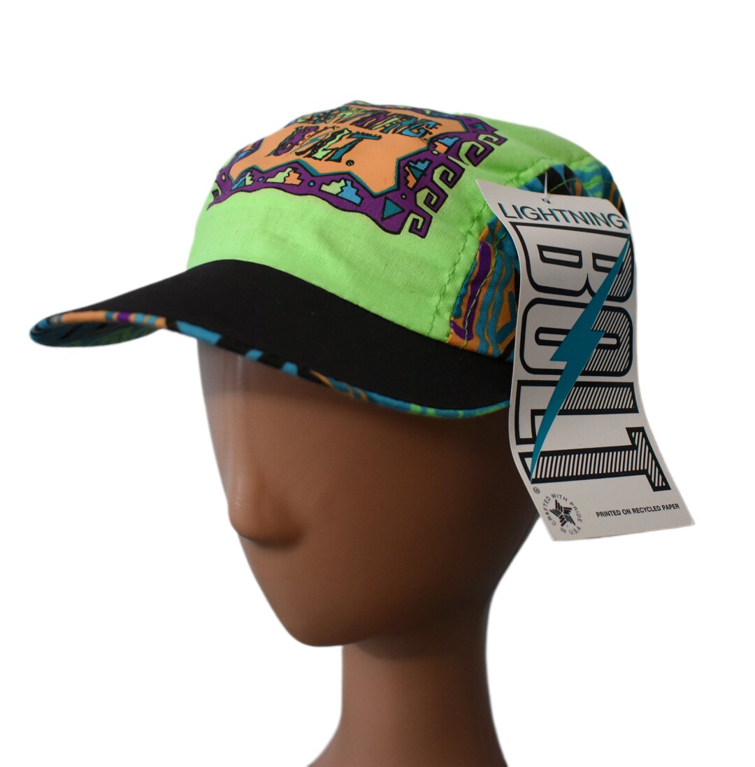 Vintage 80s Hat Deadstock Lightning Bolt Fresh Prince New Wave Skater ...