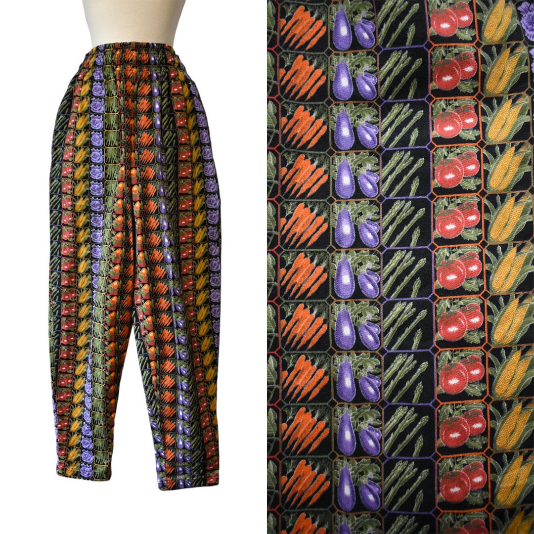 Vintage 80s Pants RARE Chefwear UNISEX Novelty Rainbow Vegetables ...