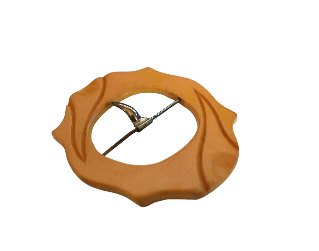 Vintage Bakelite Buckle Art Deco Carved Butterscotch Large Belt Sash ...