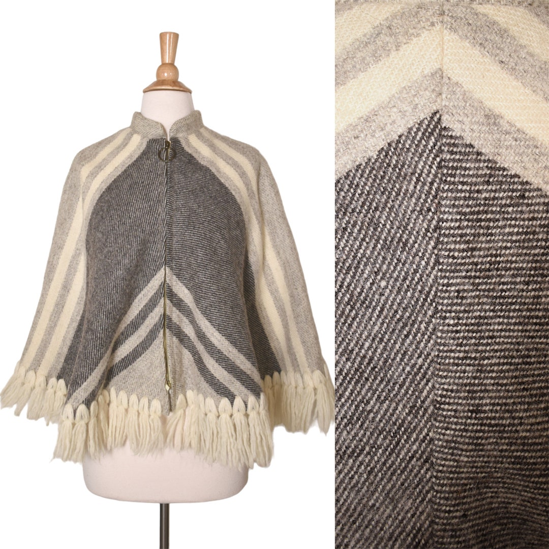 Vintage 60s Cape Sheepa Icelandic Art Natural Beige Gray Wool - Etsy