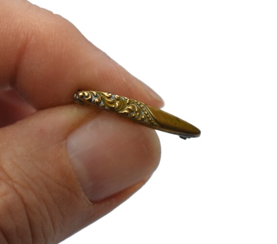 Vintage Lingerie Pin 30s 40s Art Deco Nouveau Brass R… - Gem