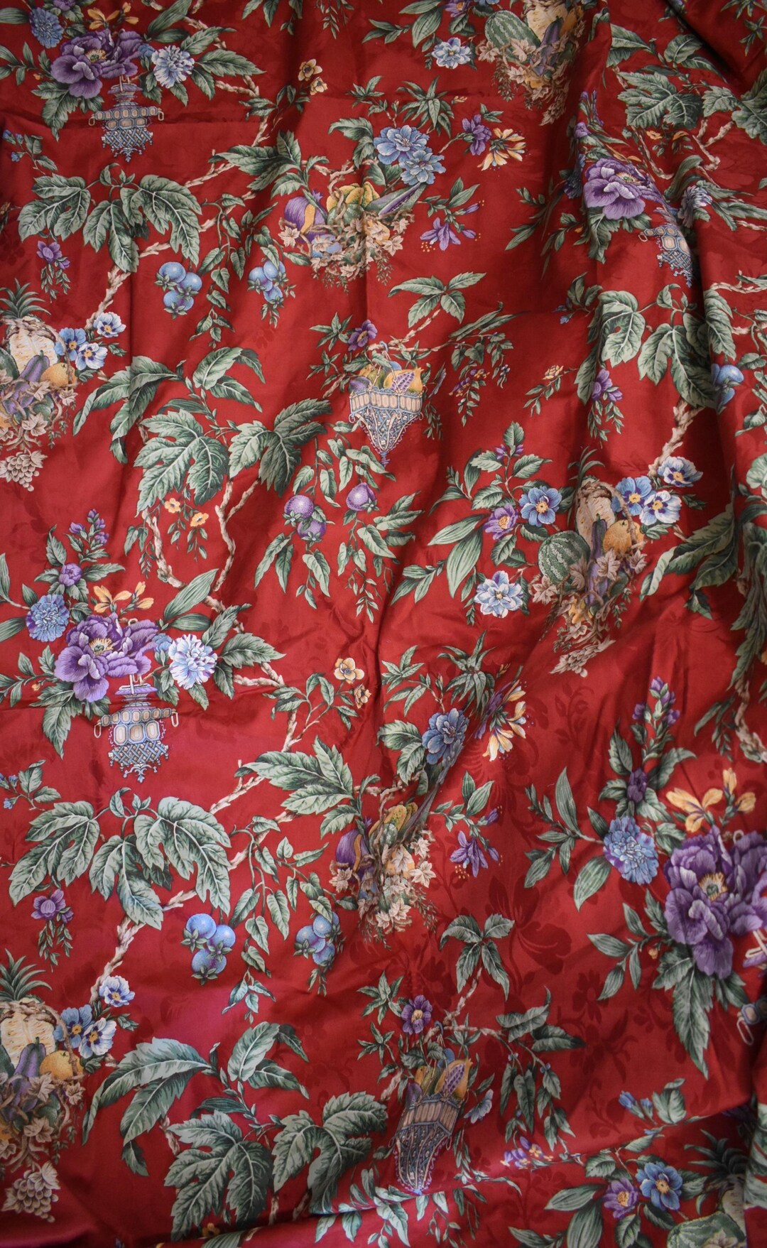 Vintage Braemore Chinoiserie Fabric Lush Fruit Floral Asian Lantern ...