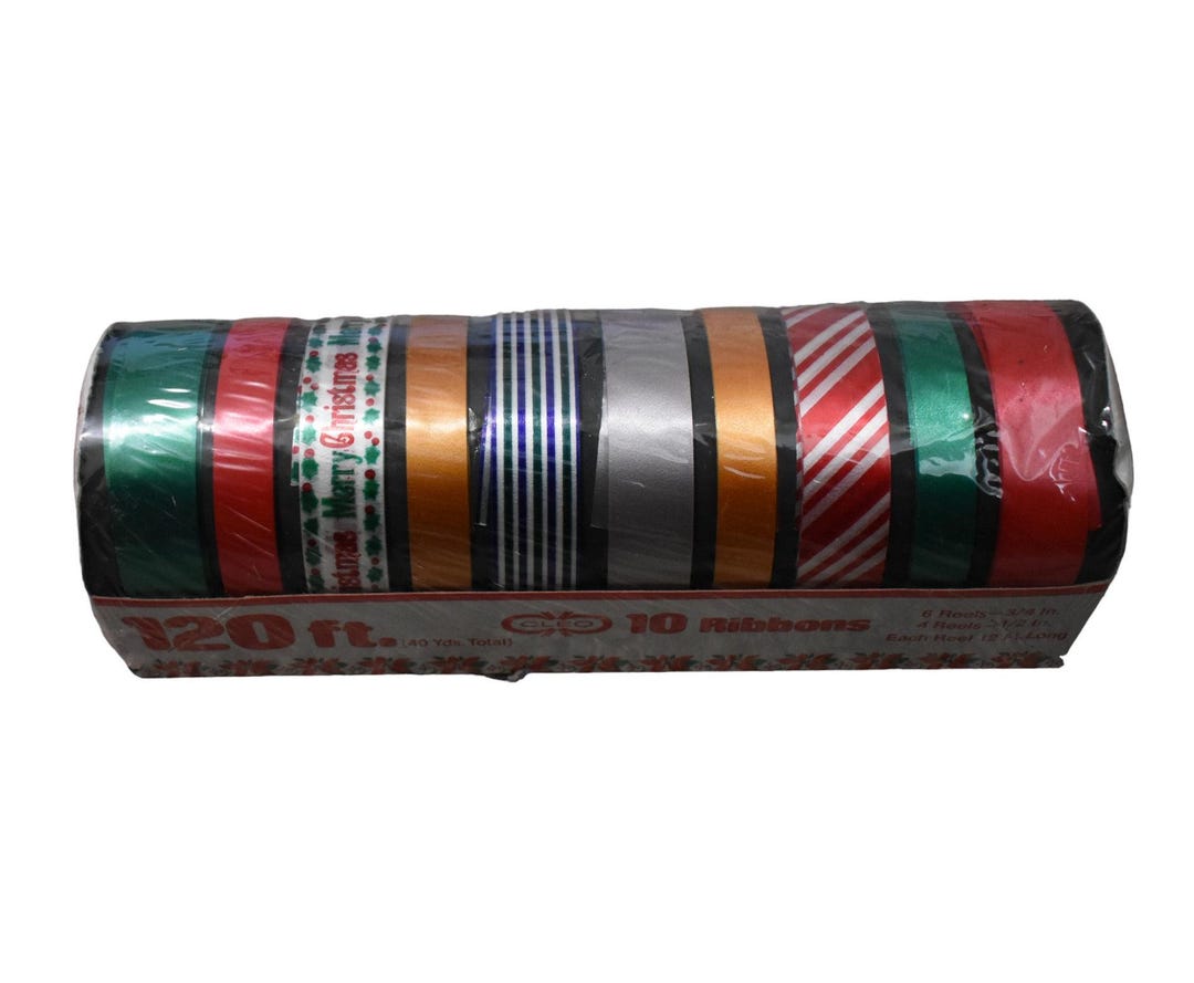 Vintage Christmas Ribbon Cleo Deadstock Holiday Solid Candy Stripe ...