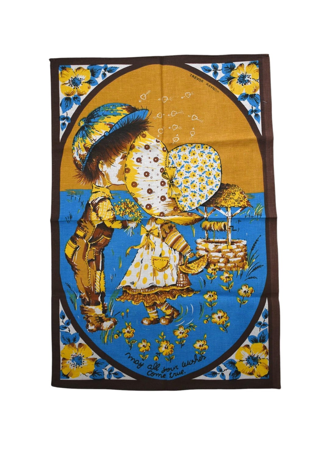 Vintage Tea Towel 70s Trevor Raynor Kitschy Novelty May All Your Wishes ...