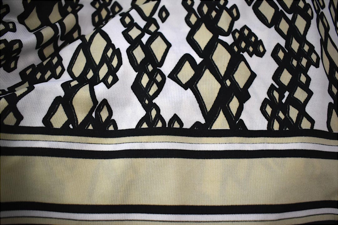 Vintage 70s Fabric MOD Op Art Abstract Diamond Argyle Pattern Striped ...