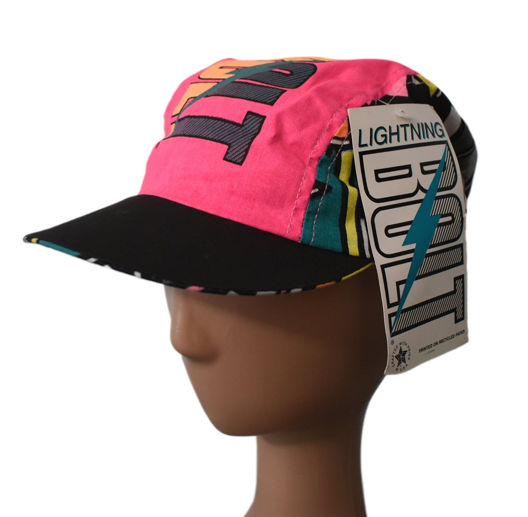 Vintage 80s Hat Deadstock Lightning Bolt Fresh Prince New Wave Skater ...