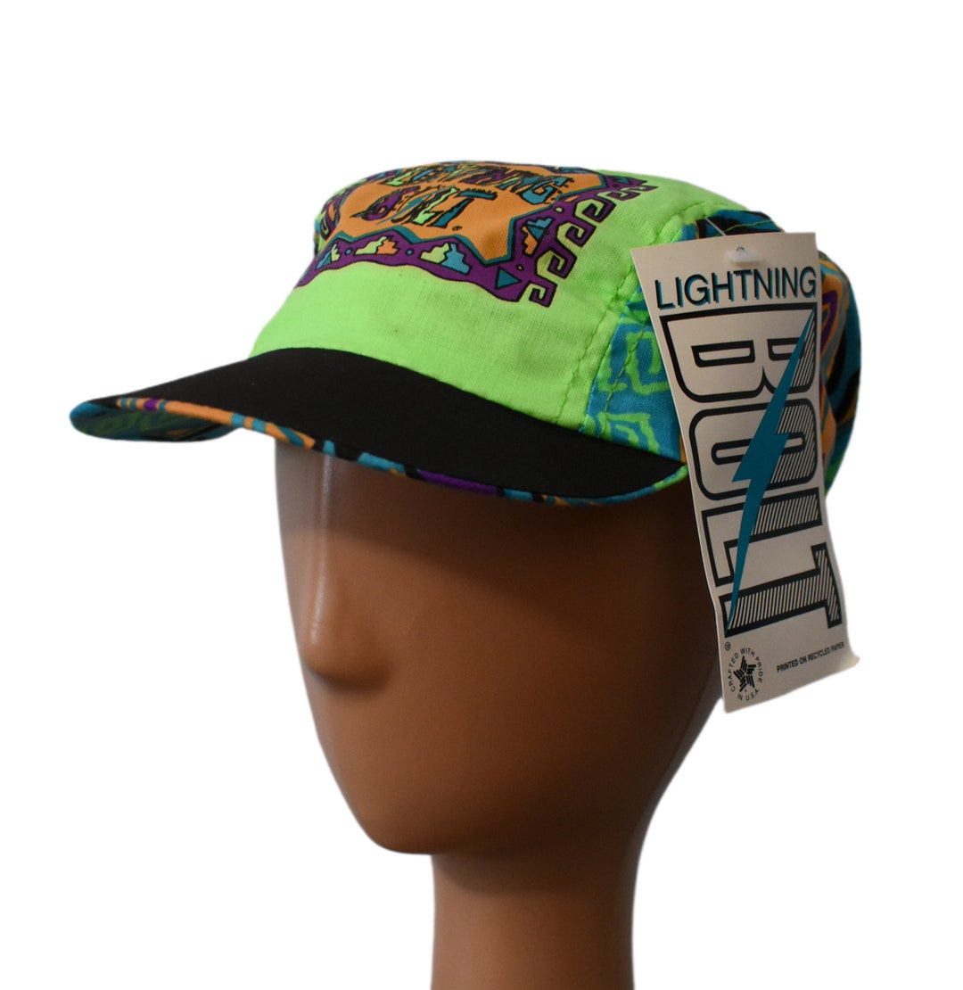 Vintage 80s Hat Deadstock Lightning Bolt Fresh Prince New Wave Skater ...