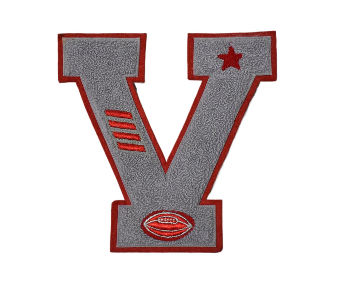 Vintage Varsity Letter 50s Gray Wool Chenille Red Embroidered Senior 4 ...