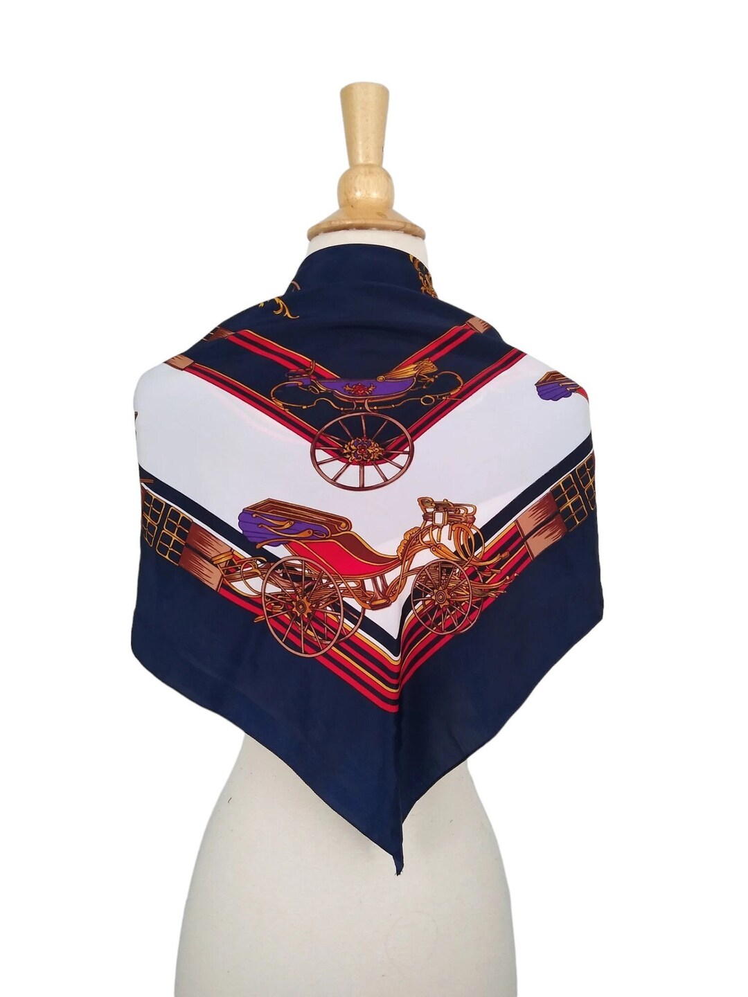 Vintage 70s Scarf Novelty Royal Carriage Crest Print Ascot Neckerchief ...