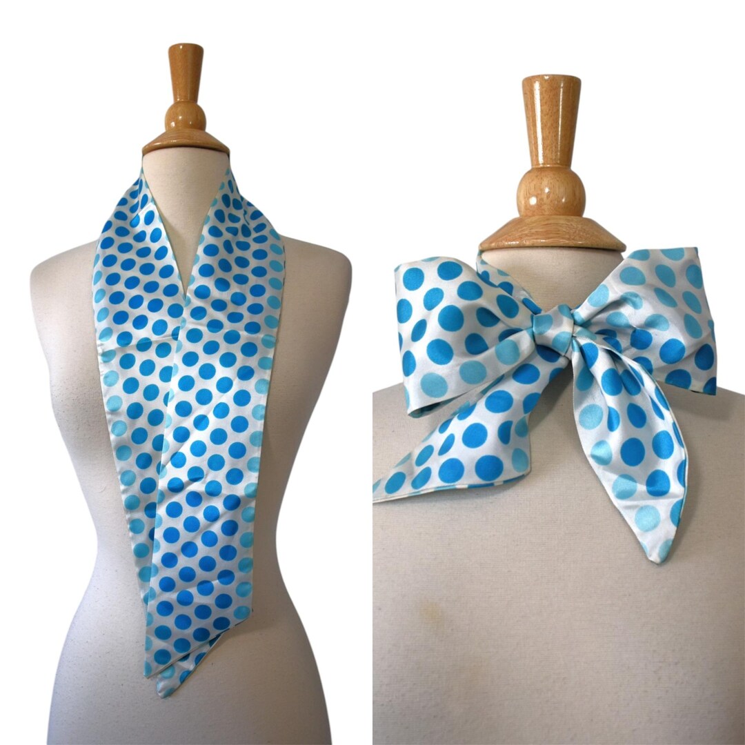 Vintage 60s Scarf MOD Mid Century Aqua Blue Ombre Polka Dot Neckerchief ...