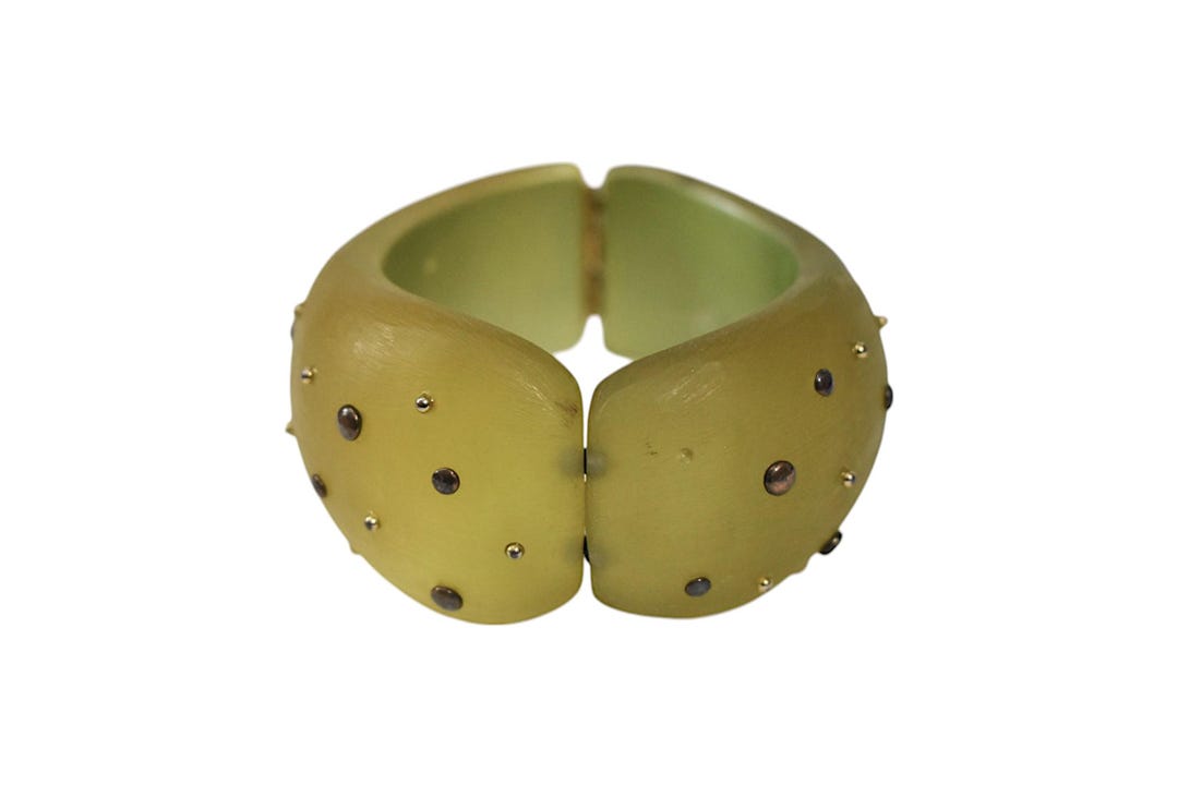 Vintage 80s Bracelet Faux Lucite Big Chunky Yellow Chartreuse Glow ...