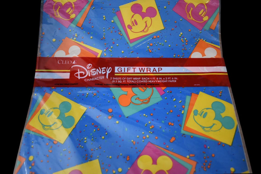 Vintage Gift Wrap 80s Deadstock Cleo Disney Mickey Mouse Novelty Pop ...