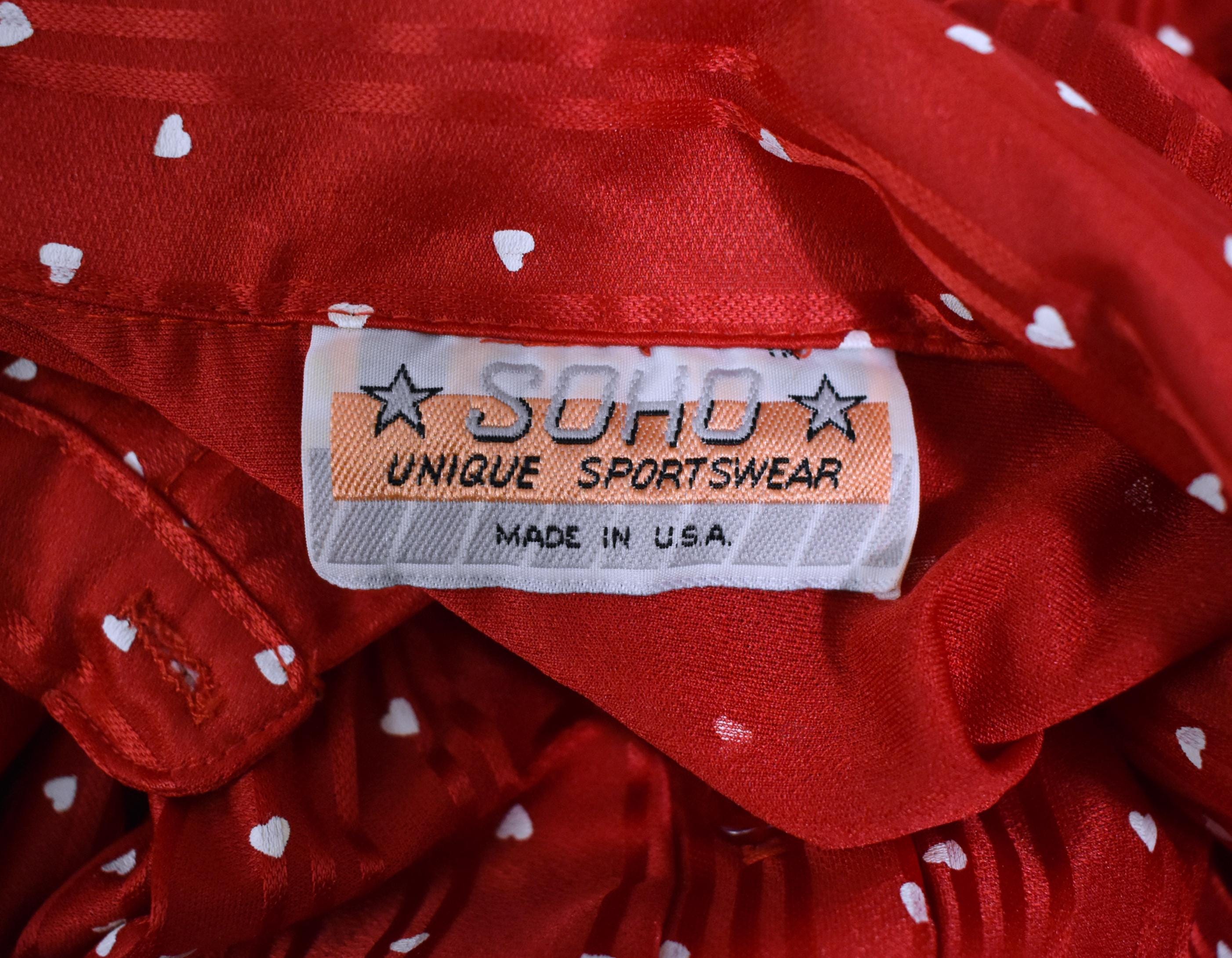Vintage 80s Blouse Soho Unique Sportswear Novelty Vivid Red White ...