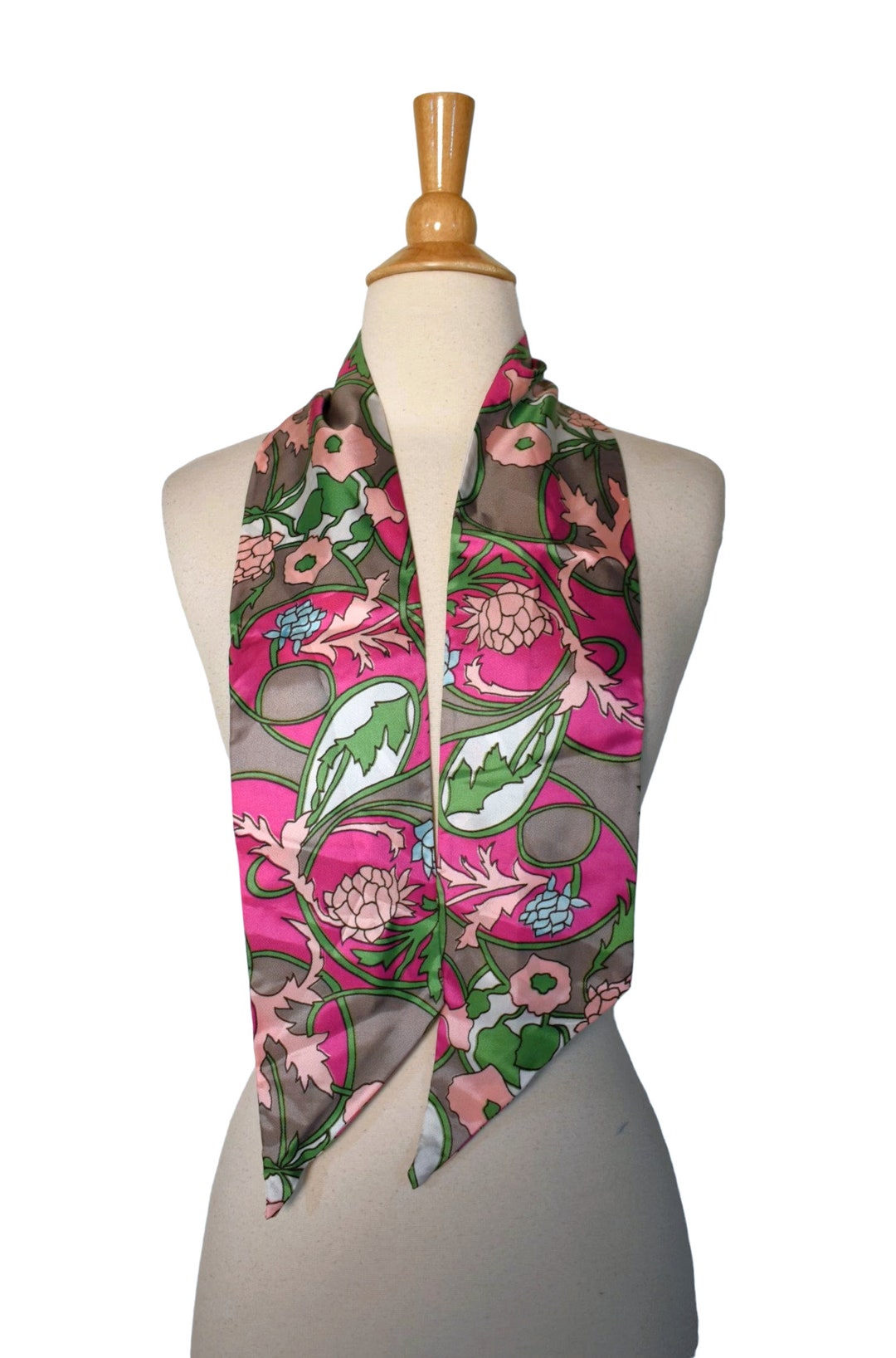 Vintage 60s Scarf Deadstock Pucci Era Op Art Pink Pewter Gray Lime ...