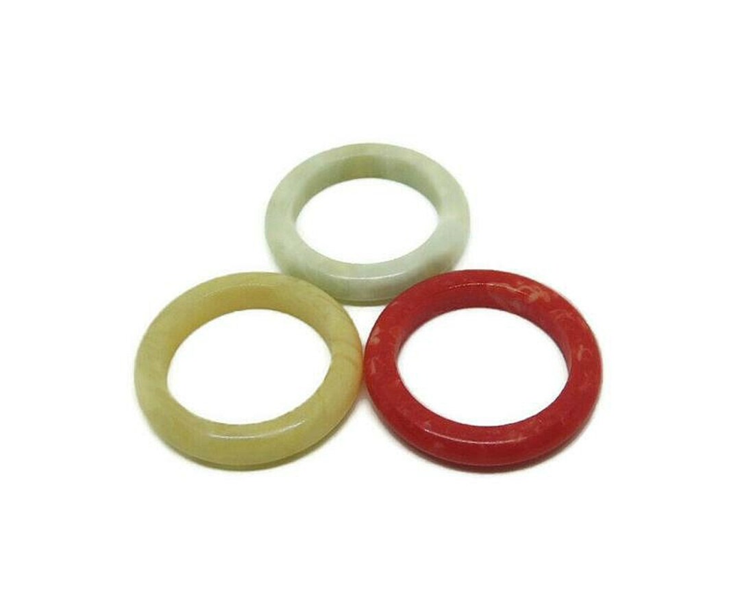 Vintage Lucite Ring Lot 60s Avon Color Go Round Marble Jade Cherry Red ...