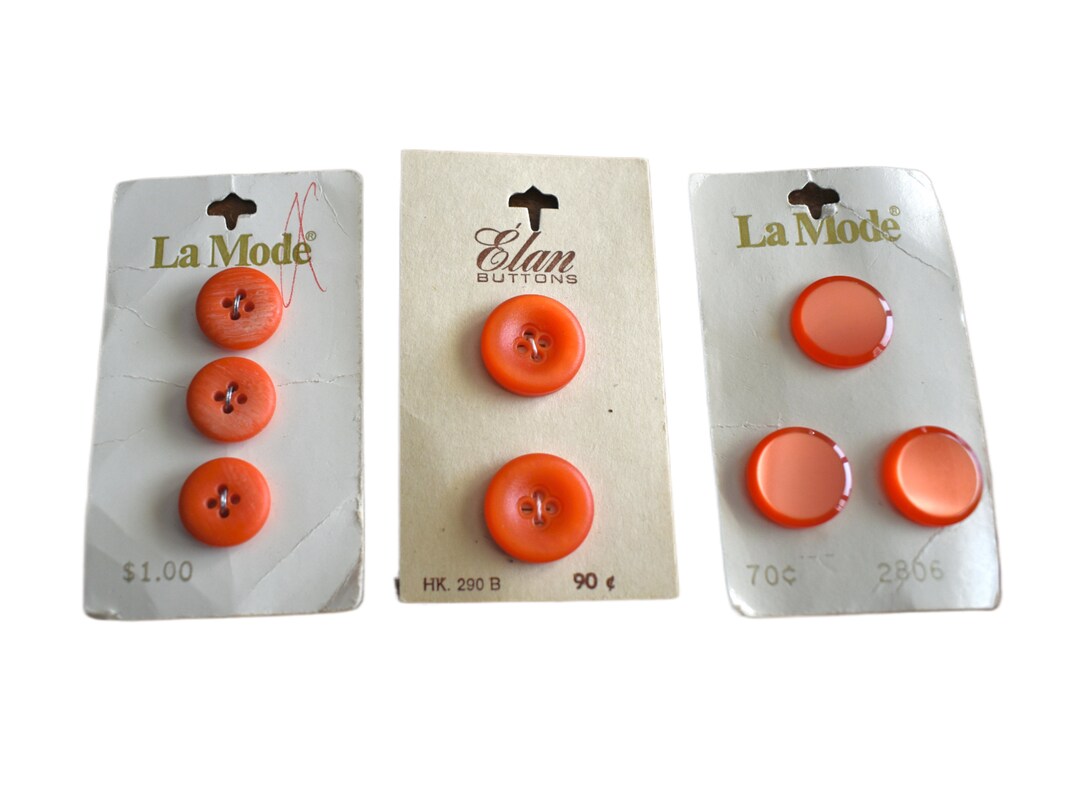 Vintage Buttons Lot 50s 60s 70s MOD Tangerine Orange La Mode Elan Clear ...