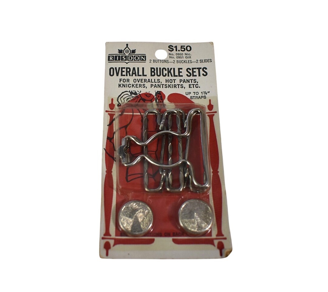 Vintage Overalls Hardware 60s Risdon Deadstock Metal Two Buttons Two ...