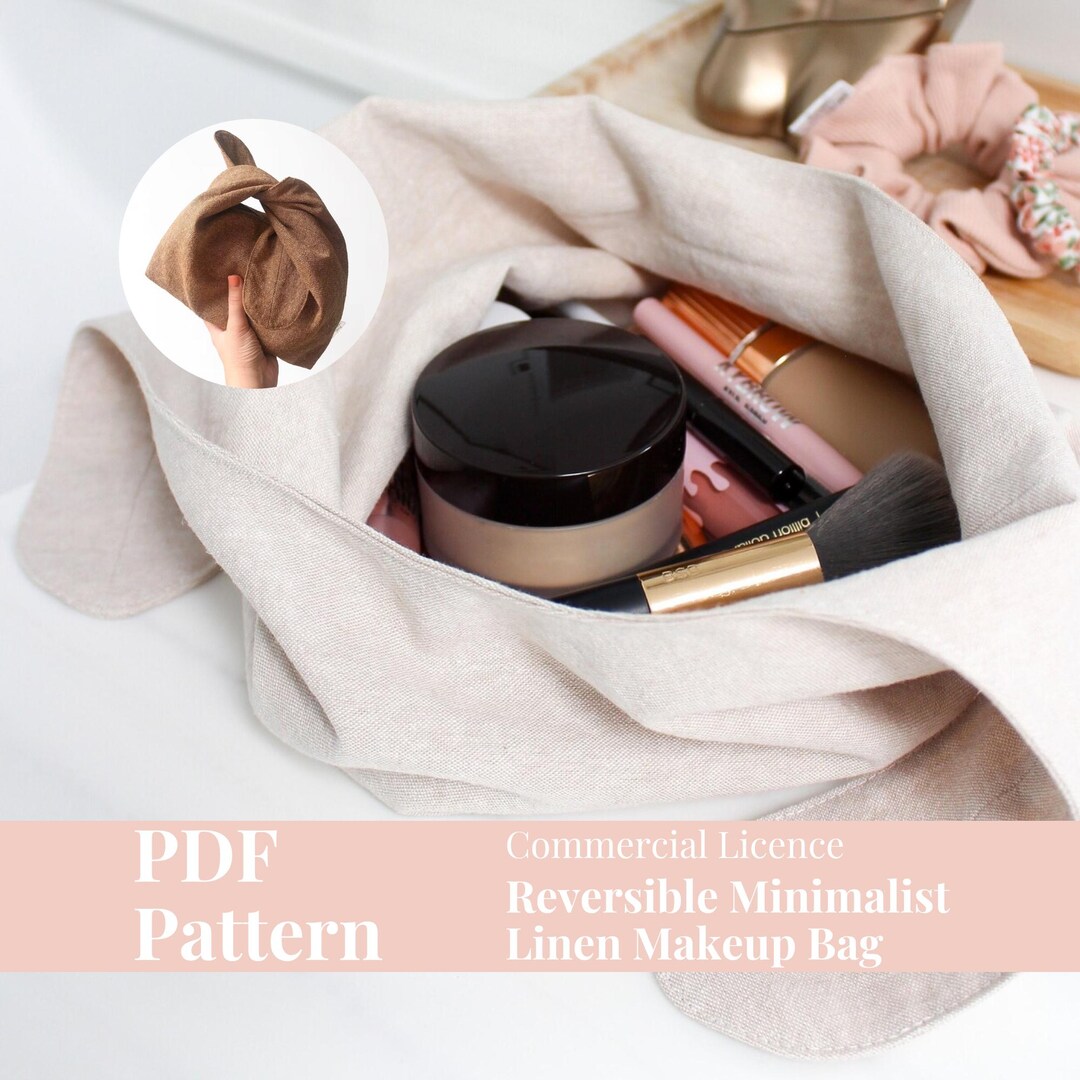PDF Sewing Pattern Minimalist Linen Makeup Bag, Commercial Use ...