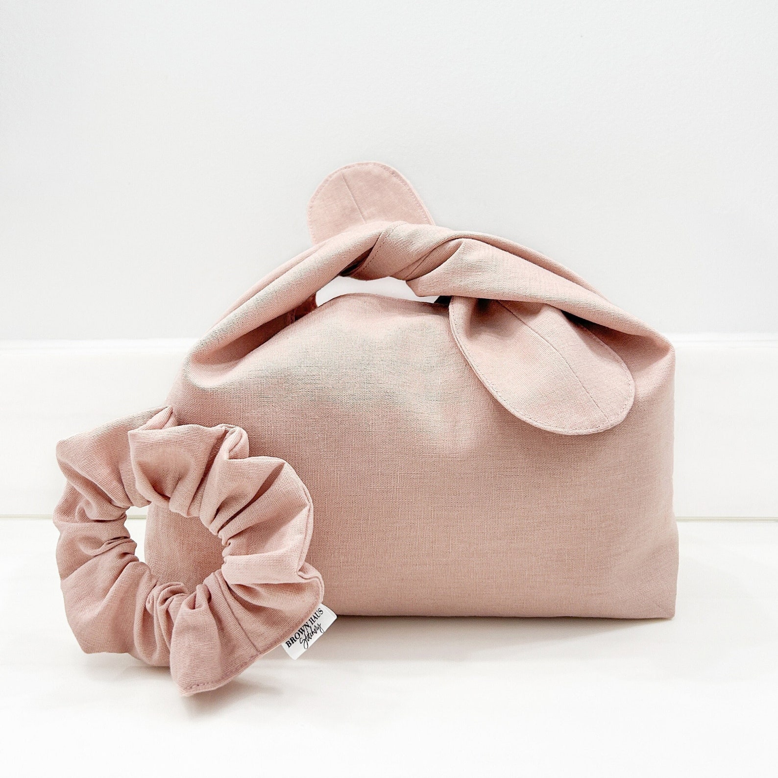 Minimalist Linen Makeup Bag, Dusty Rose, Neutral Cosmetic Bag, Makeup ...