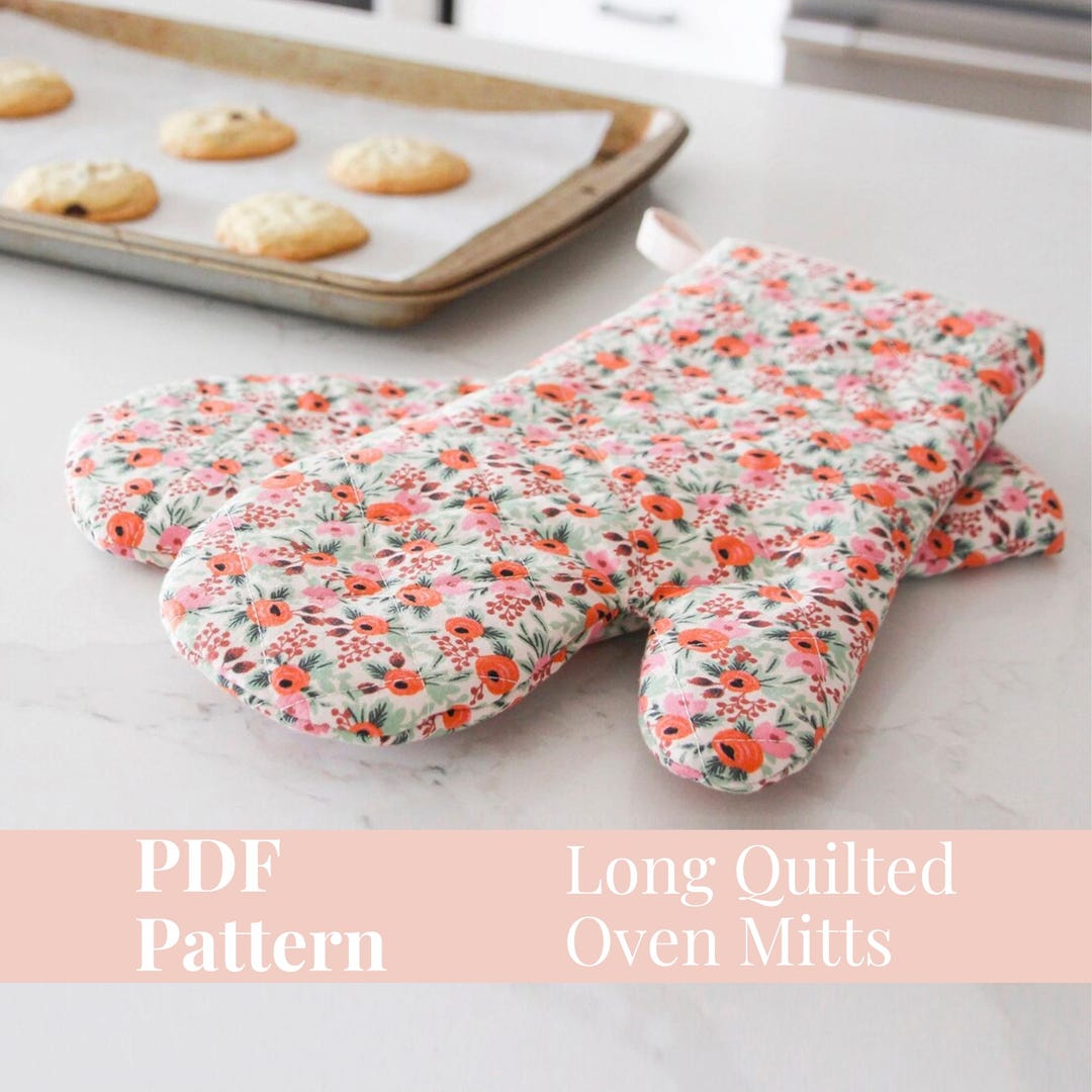 PDF Sewing Pattern - Long Quilted Oven Mitts, Commercial Use, Kitchen ...