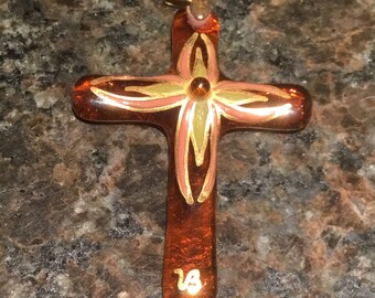 Glass cross pendant | Etsy