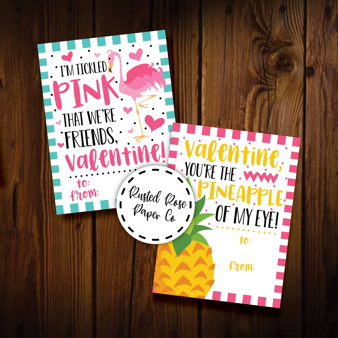 Flamingo Pineapple Valentines School Valentines Kids - Etsy