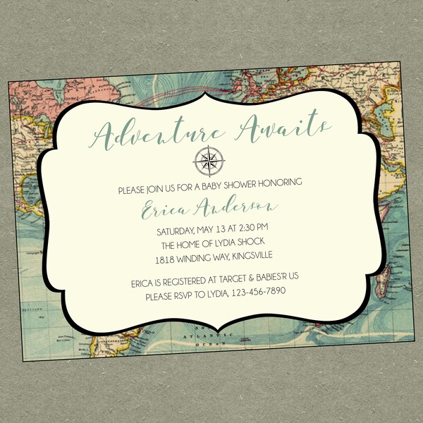 Compass Invitation - Etsy