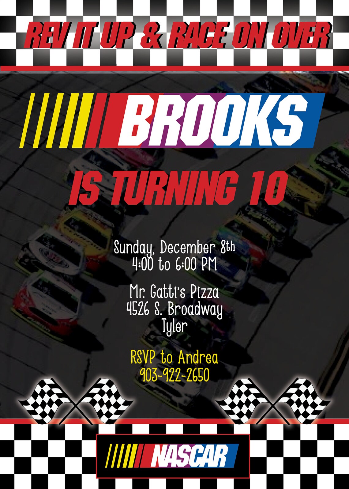 Nascar Birthday Invitation Boy Birthday Invitation Racing - Etsy