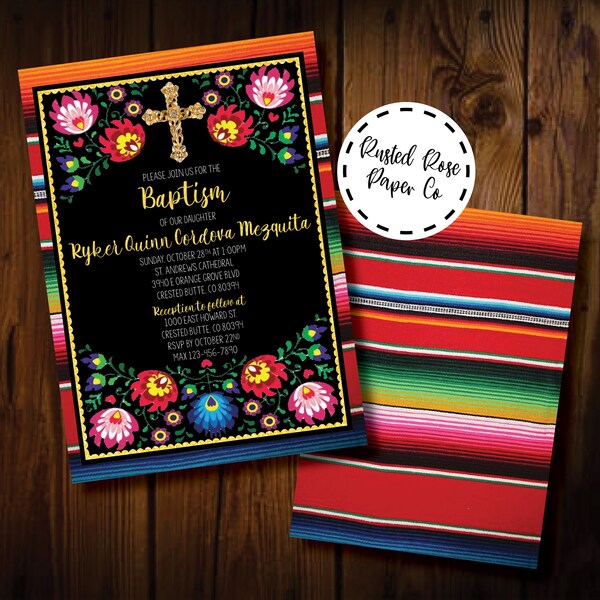Fiesta Baptism Invitation - Etsy