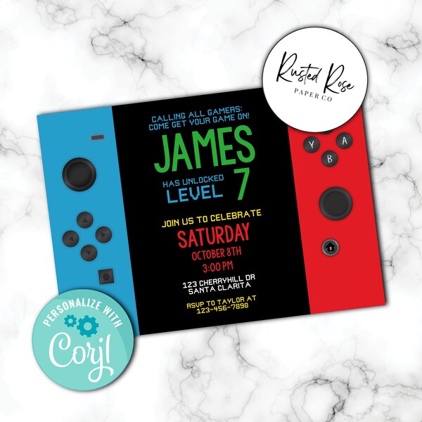 Nintendo Invitation - Etsy