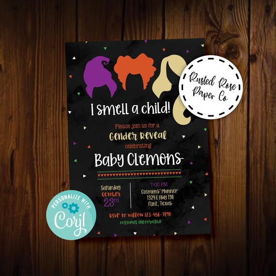 Hocus Pocus Gender Reveal Hocus Pocus Baby Shower Invitation - Etsy México