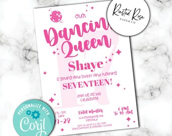 Dancing Queen Birthday Party Invitation - Etsy
