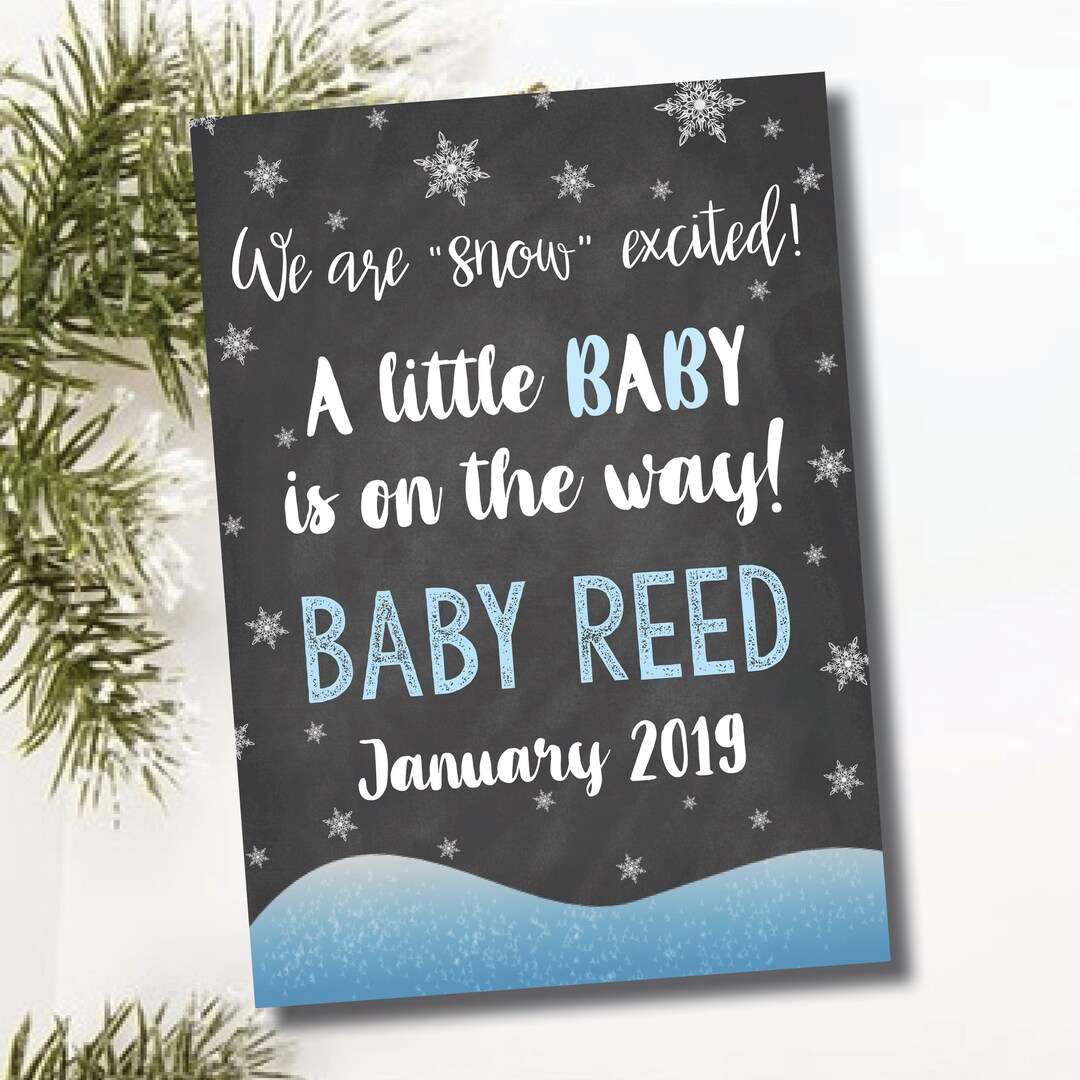 Printable Baby Pregnancy Announcement Snow Excited Snowflake - Etsy