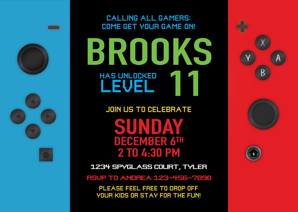 Nintendo Switch Invitation Boy Birthday Invitation Video - Etsy