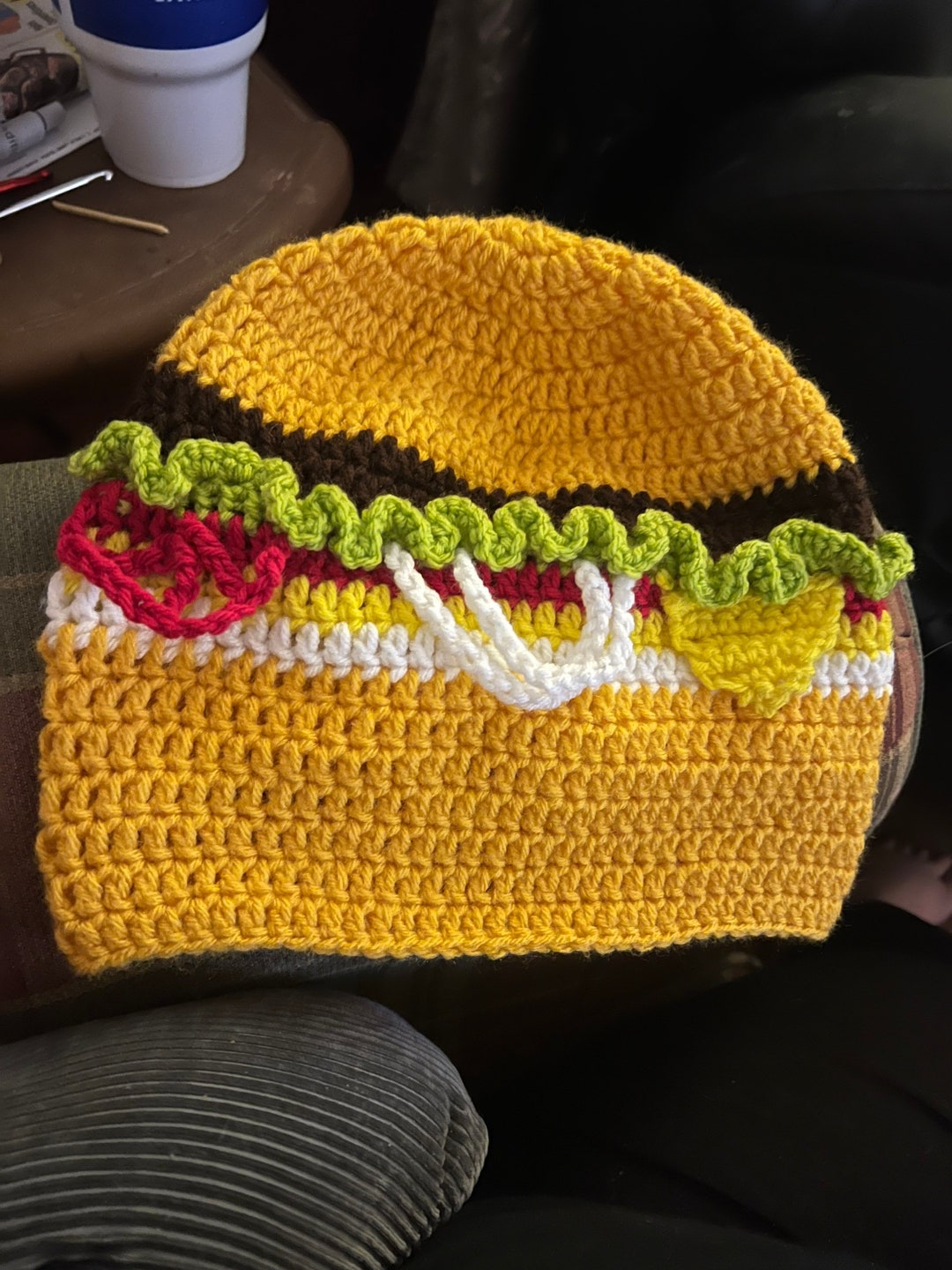 Crochet Cheese Burger Hat. - Etsy