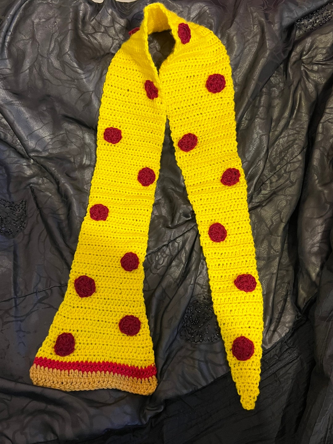 Crochet Cheese Pizza Slice Scarf - Etsy