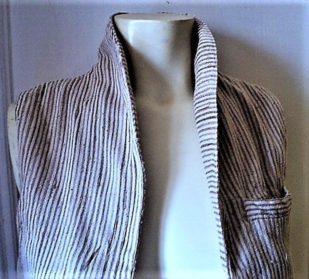 VEST, WAISTCOAT, Esthete by ADINI, Size Small, Pinstripe, Shawl Collar, Summer Jacket - Etsy