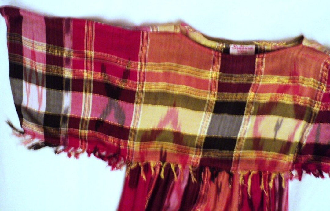 SULTANA by Adini, Caftan, Design Sample, IKAT PLAID, Boho, Rayon Shawl ...